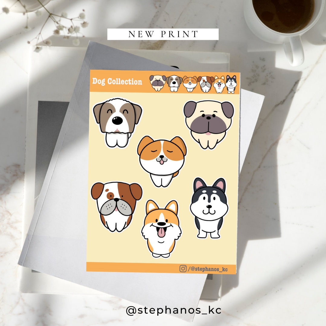 Cute Dog Stickers/ Vinyl Dog Sticker/ Journal Sticker/ Scrapbooking ...