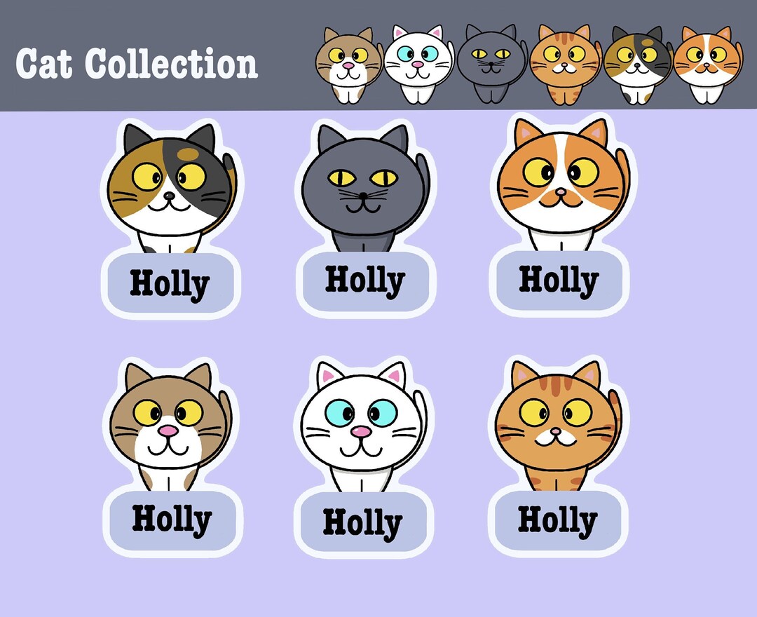 Cat Cute Personalised Name Label for Daycare Waterproof Labels for Kids ...