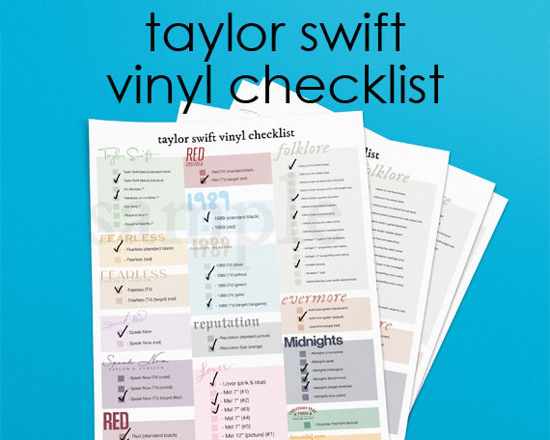 Taylor Vinyl Checklist Printable Swiftie Merch Stationary Eras Tour ...
