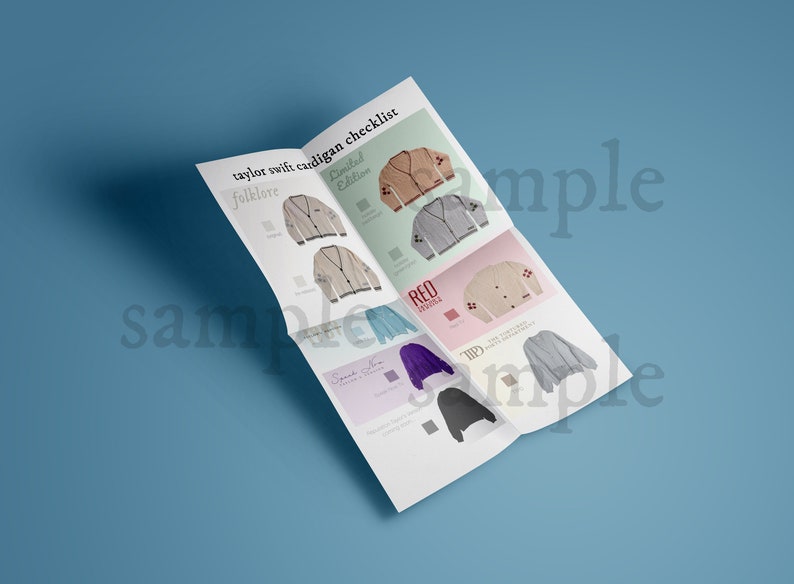 Taylor Cardigan Checklist Printable Swiftie Merch List All Cardigans ...
