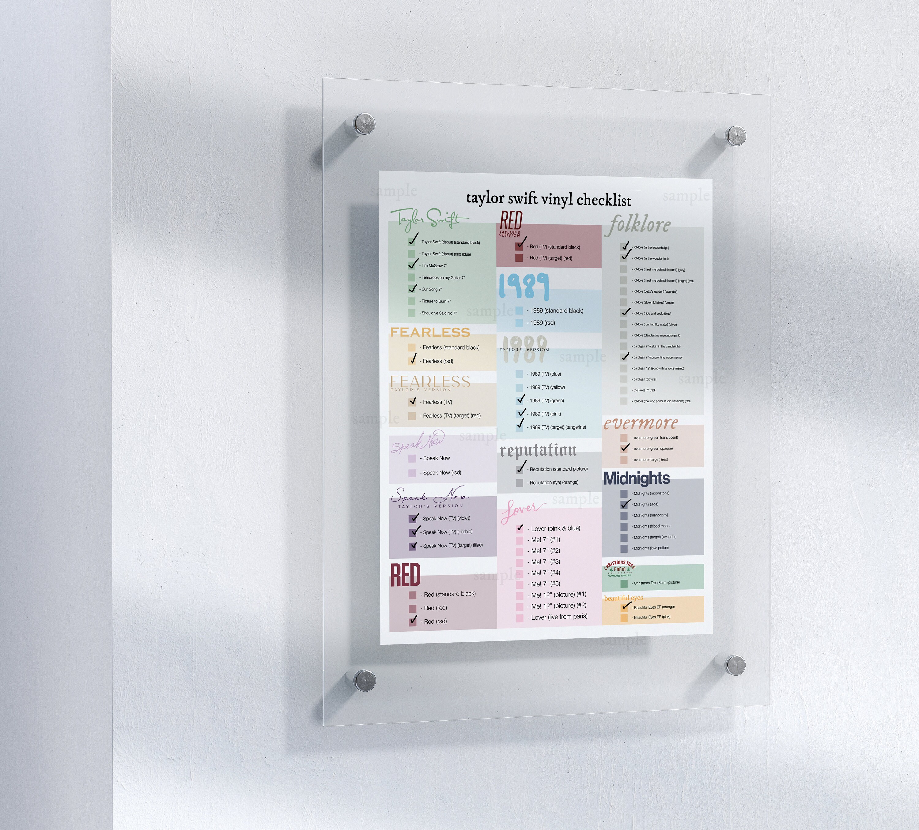 Taylor Vinyl Checklist Printable Swiftie Merch Stationary Eras Tour ...