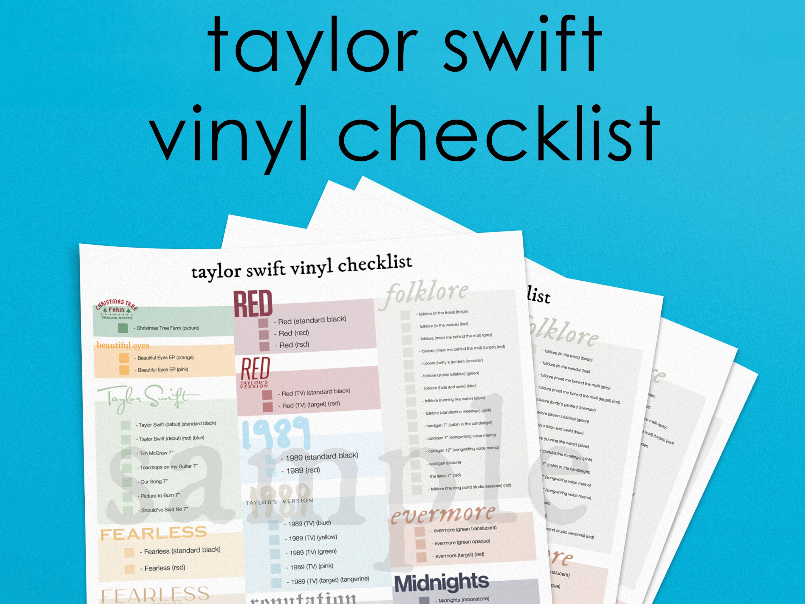 Taylor Vinyl Checklist Printable Swiftie Merch Stationary Eras Tour ...
