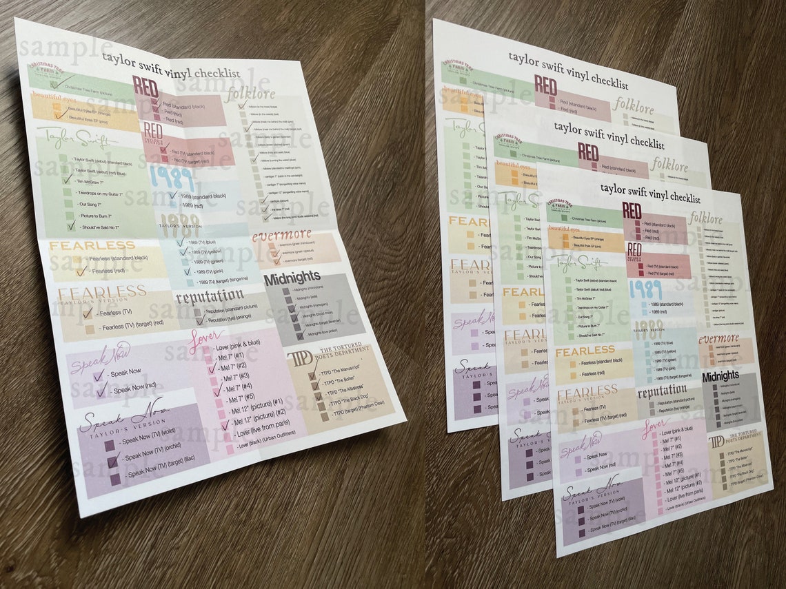 Taylor Vinyl Checklist Printable Swiftie Merch Stationary Eras Tour ...