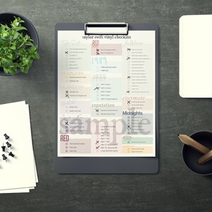 Taylor Vinyl Checklist Printable Swiftie Merch Stationary Eras Tour ...