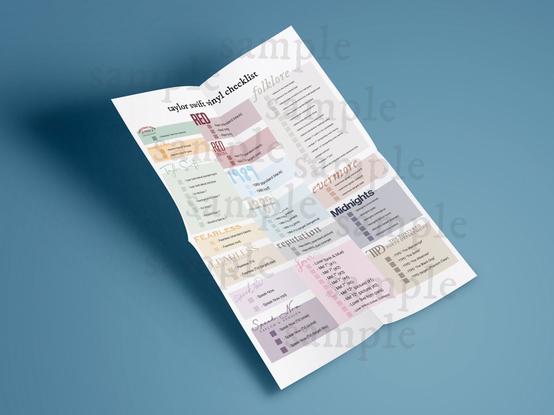 Taylor Vinyl Checklist Printable Swiftie Merch Stationary Eras Tour ...