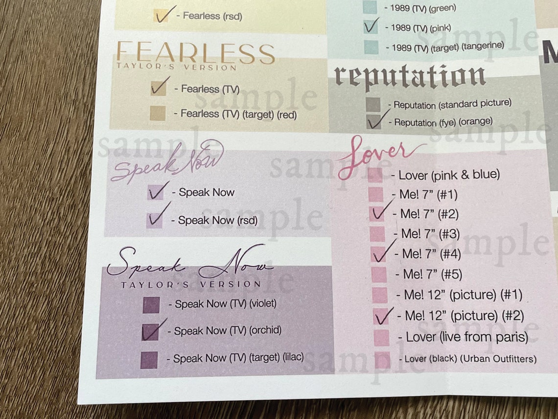 Taylor Vinyl Checklist Printable Swiftie Merch Stationary Eras Tour ...
