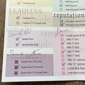Taylor Vinyl Checklist Printable Swiftie Merch Stationary Eras Tour ...