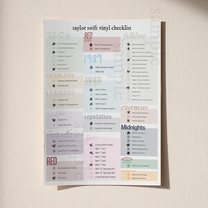 Taylor Vinyl Checklist Printable Swiftie Merch Stationary Eras Tour ...