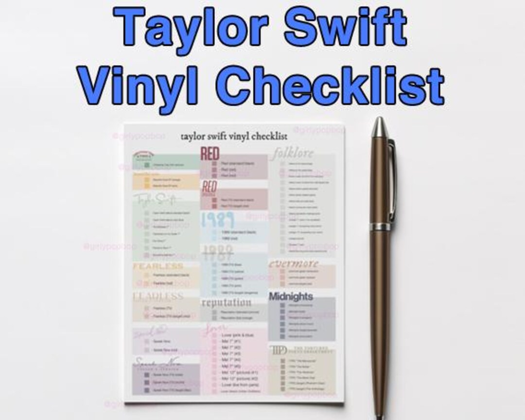 Taylor Vinyl Checklist Printable Swiftie Merch Stationary Eras Tour ...