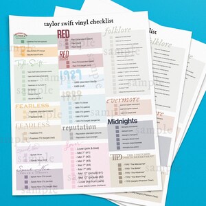 Taylor Vinyl Checklist Printable Swiftie Merch Stationary Eras Tour ...
