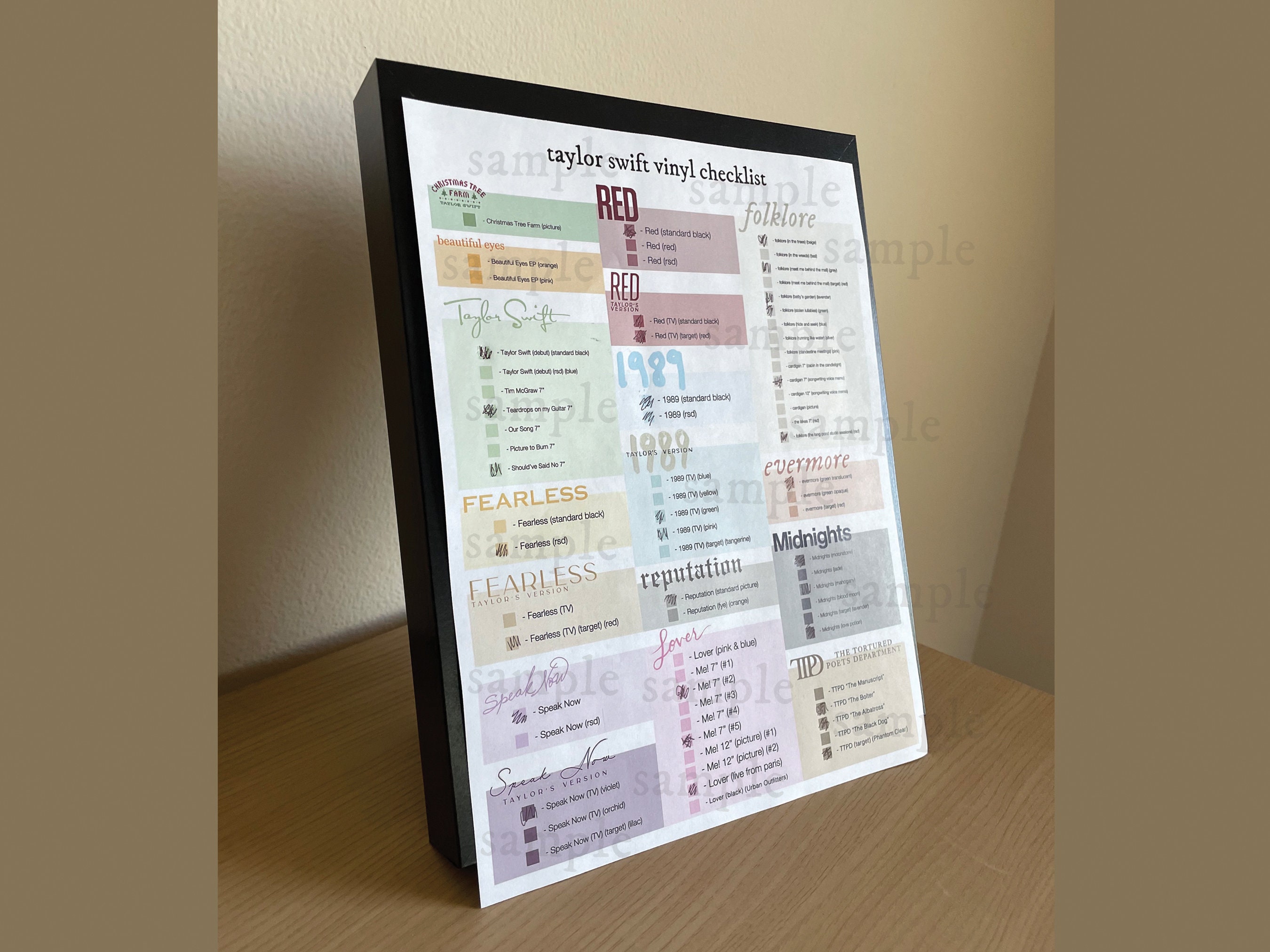 Taylor Vinyl Checklist Printable Swiftie Merch Stationary Eras Tour ...