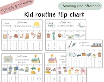Routine Flip Chart Editable Morning Evening School Chore Visual ...