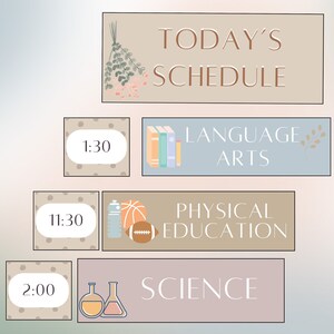 Classroom Schedule Cards | Boho Class Decor | Bulletin Board Posters ...