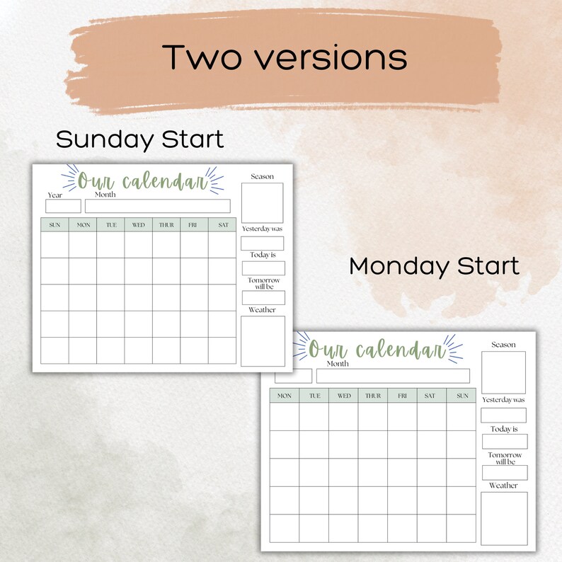 Printable Wall Calendar | Morning Board | Days of the Week | Toddler ...