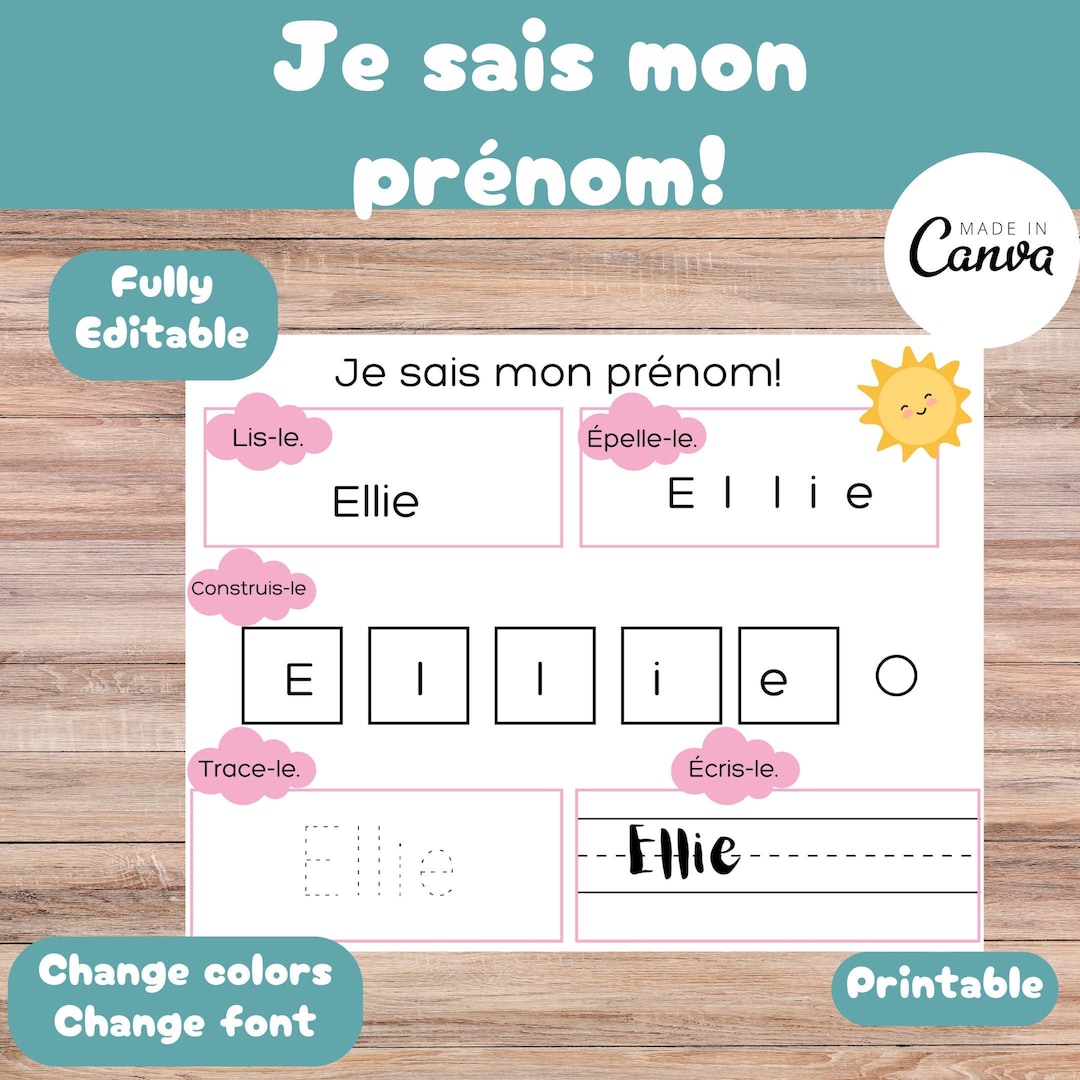 French Custom Name Tracing | Personalized Activity for Homeschool ...