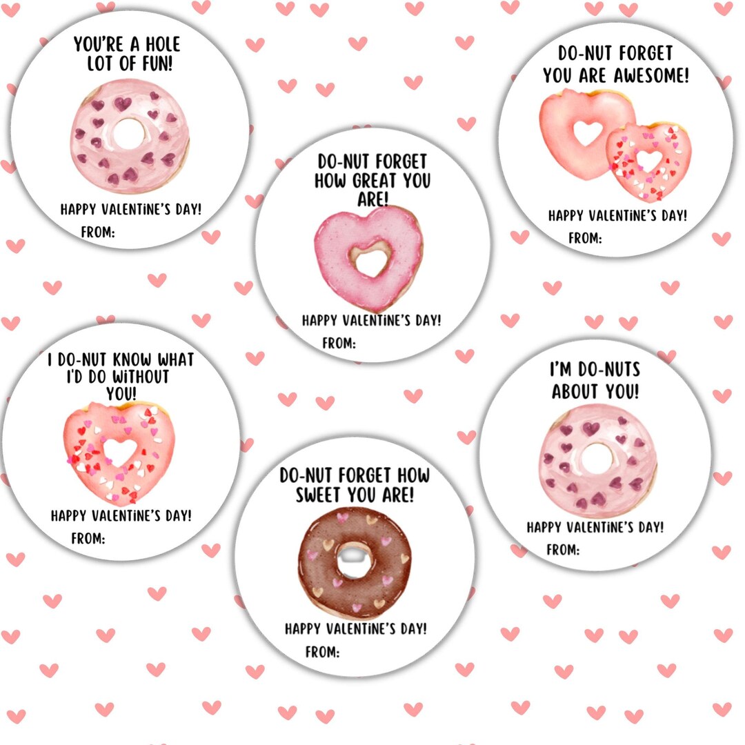 Printable Donut & Cookie Valentine's Day Gift Tags for Teachers - Cute ...