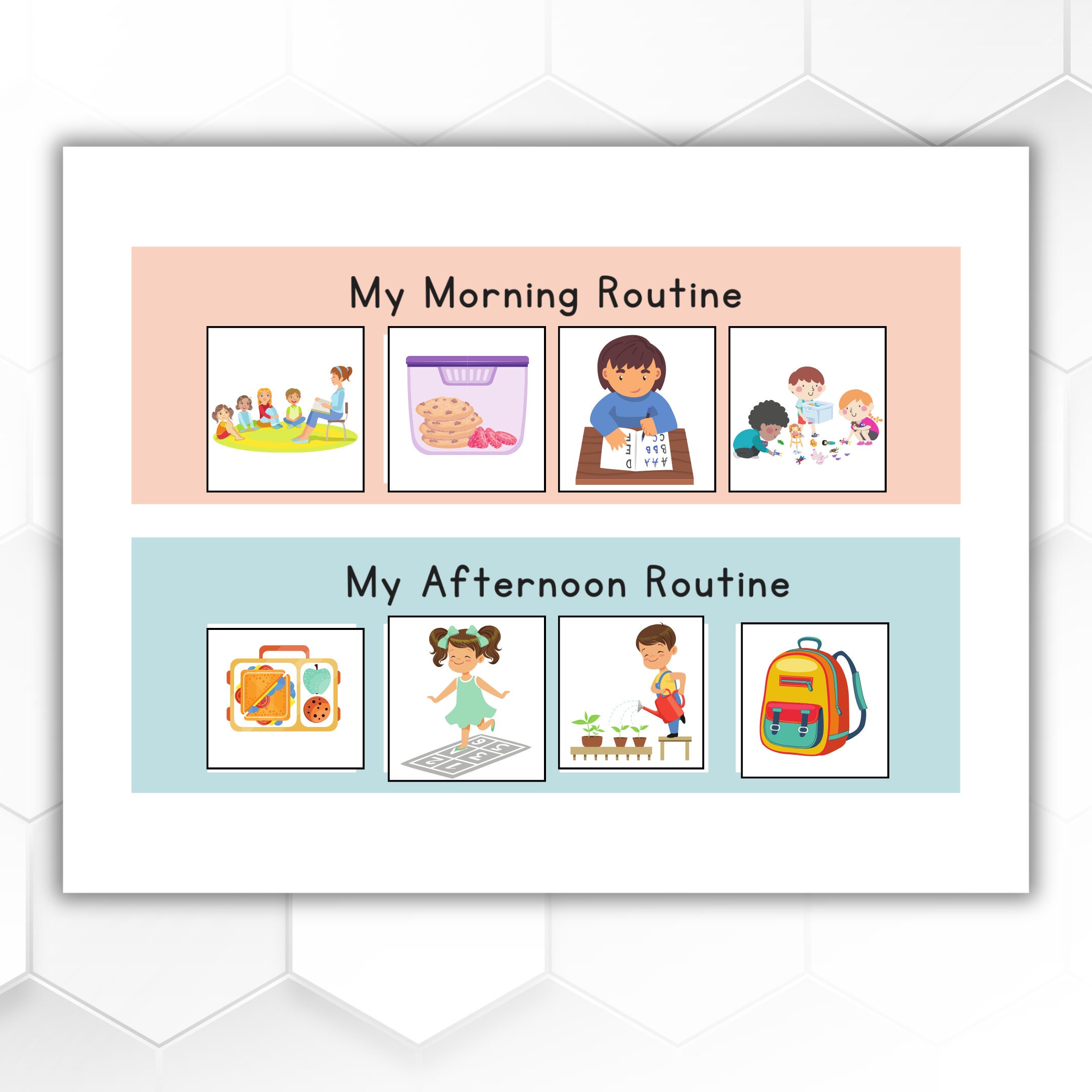 Routine Chart Editable Morning Afternoon Visual Schedule Kids Daily ...