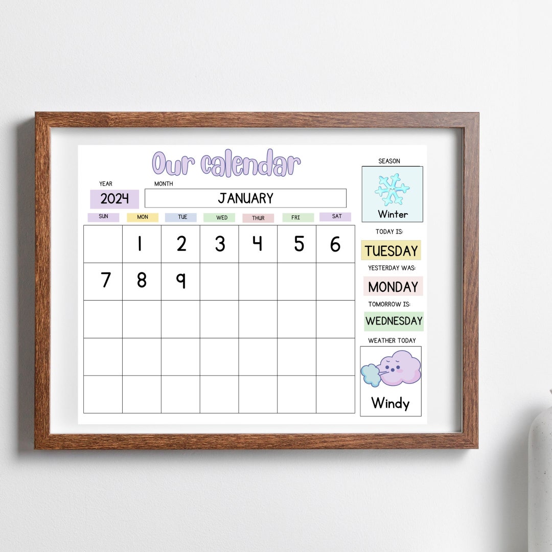 Printable Wall Calendar | Morning Board | Days of the Week | Weather ...
