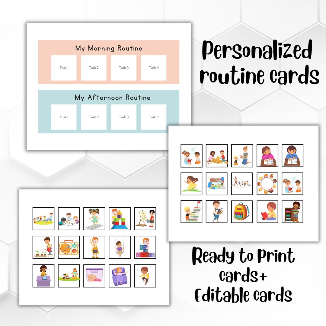 Routine Chart | Editable Morning Afternoon | Visual Schedule | Kids ...