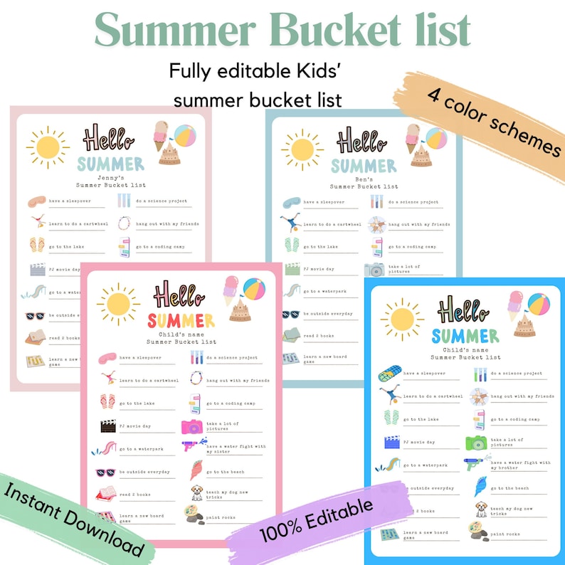 Kids Summer Bucket List | Kids Summer Planner | Kids Summer Schedule ...