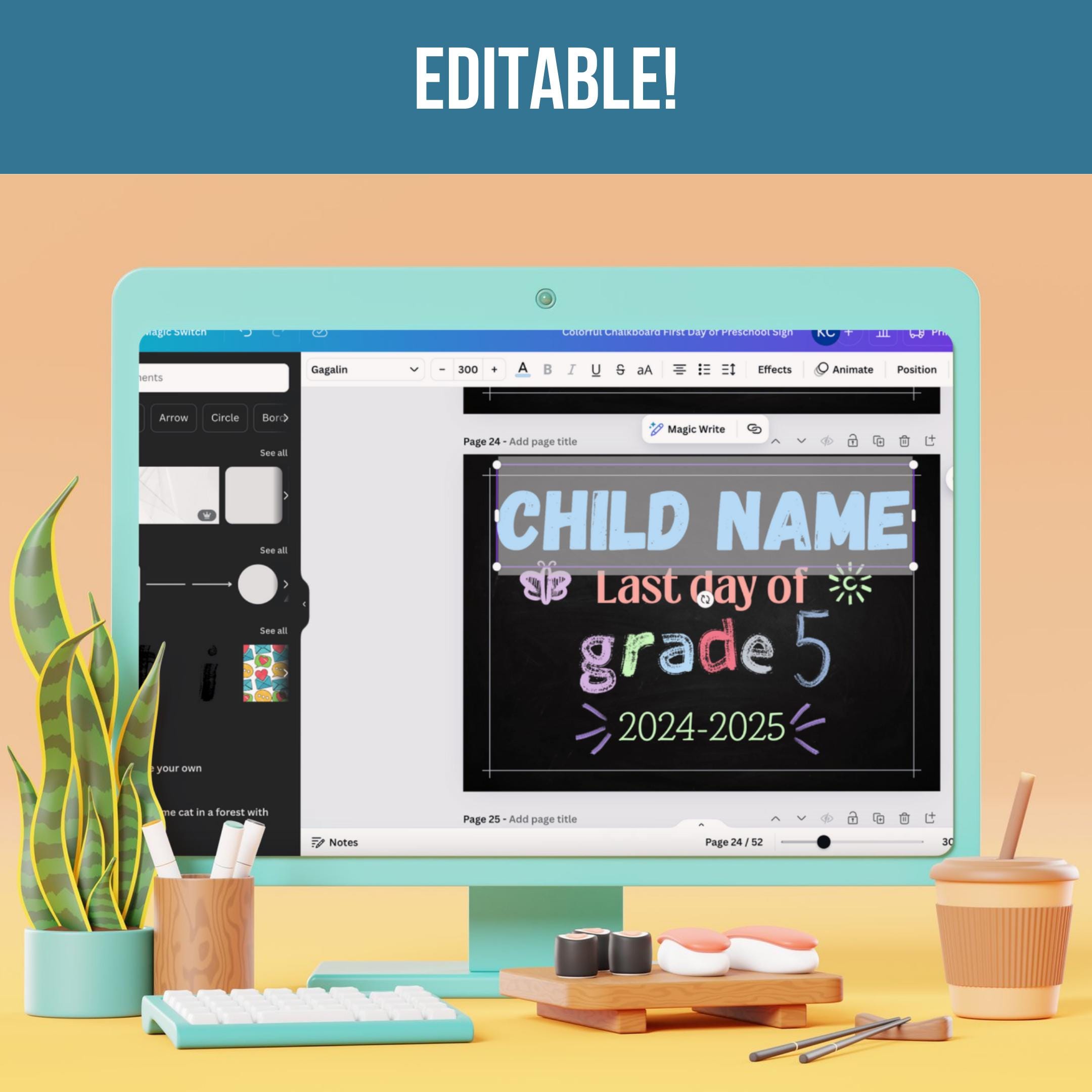 Editable Back to School Sign First Day Last Day of School Sign ...