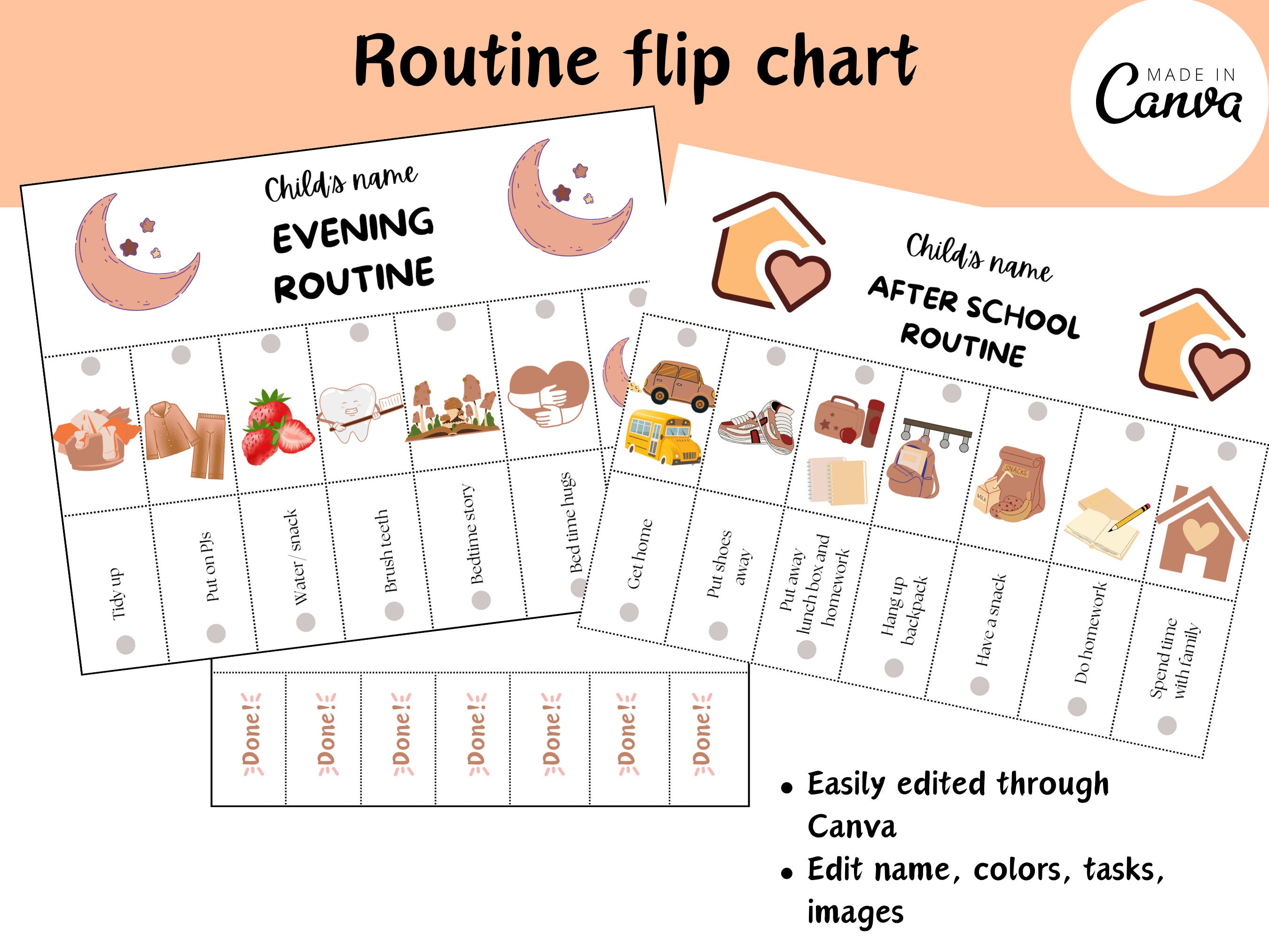 Routine Flip Chart Editable Morning Evening School Chore Visual ...