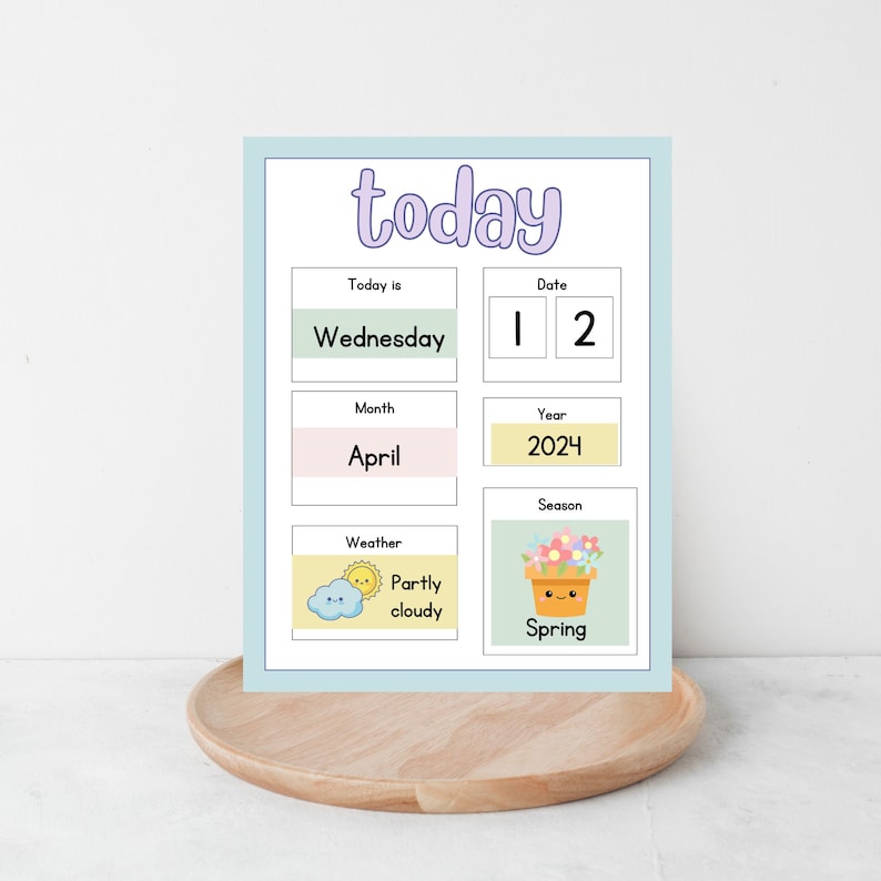Kids Circle Time Weather and Days of the Week Board for Preschool and ...