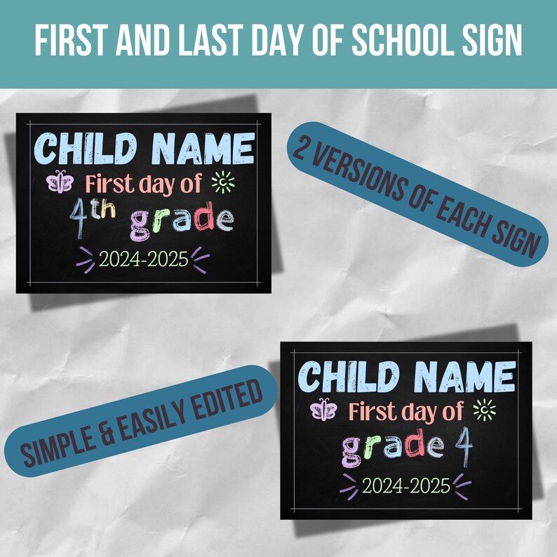 Editable Back to School Sign First Day Last Day of School Sign ...