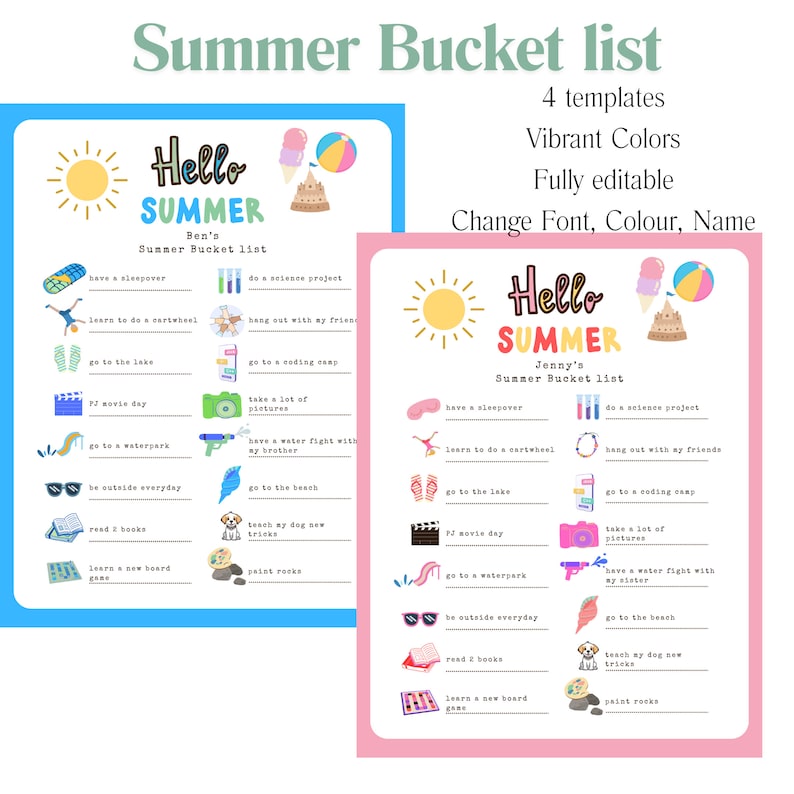 Kids Summer Bucket List | Kids Summer Planner | Kids Summer Schedule ...