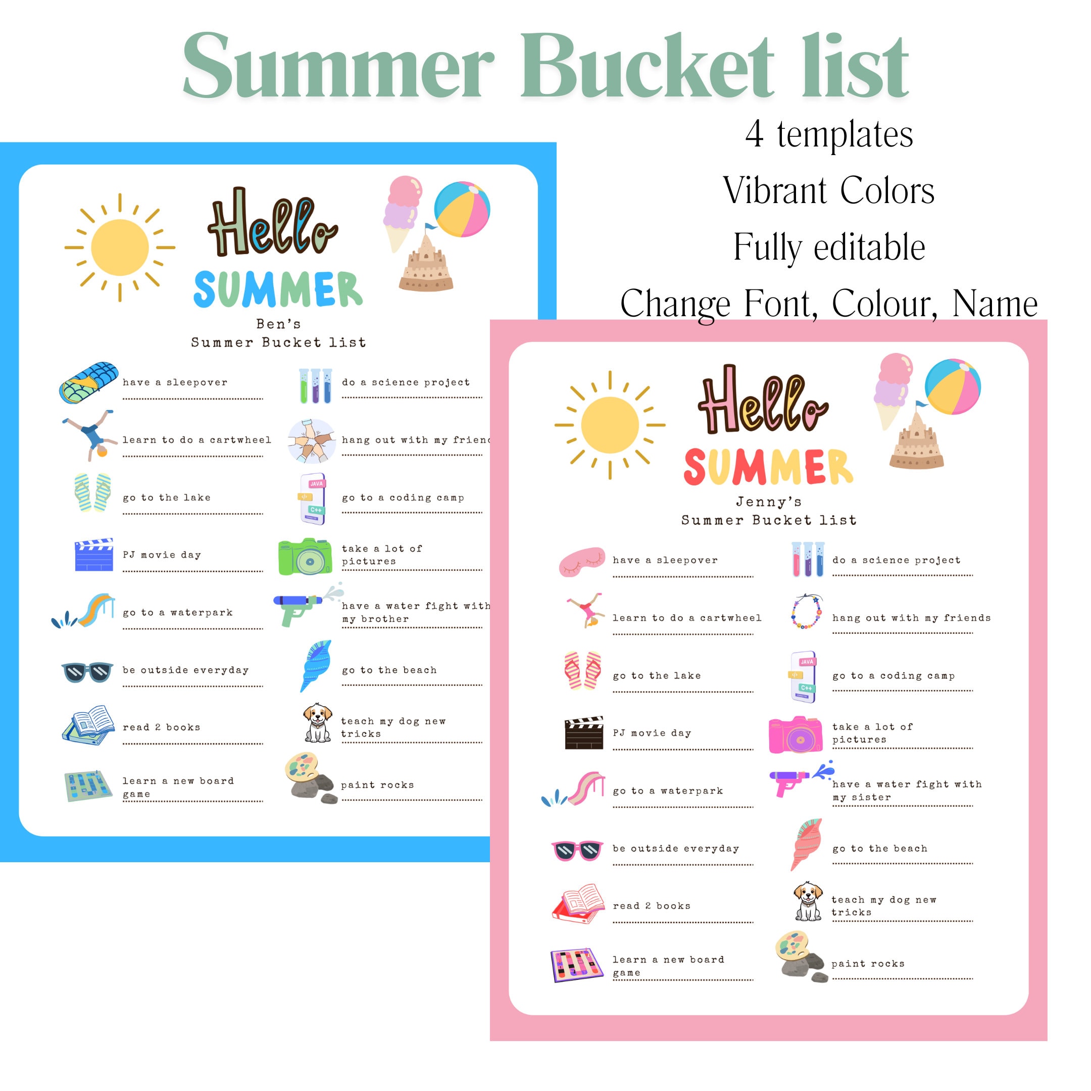 Kids Summer Bucket List | Kids Summer Planner | Kids Summer Schedule ...