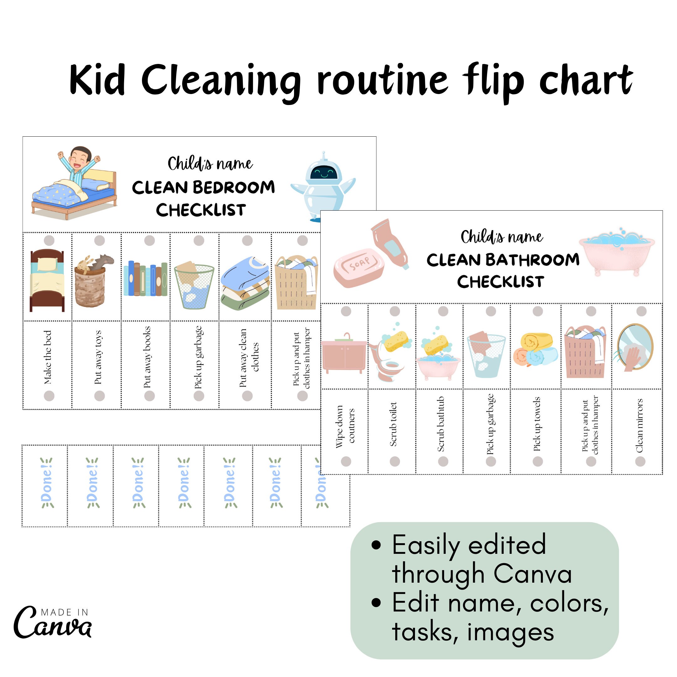 Routine Cleaning Flip Chart Editable Visual Schedule Kids Daily ...