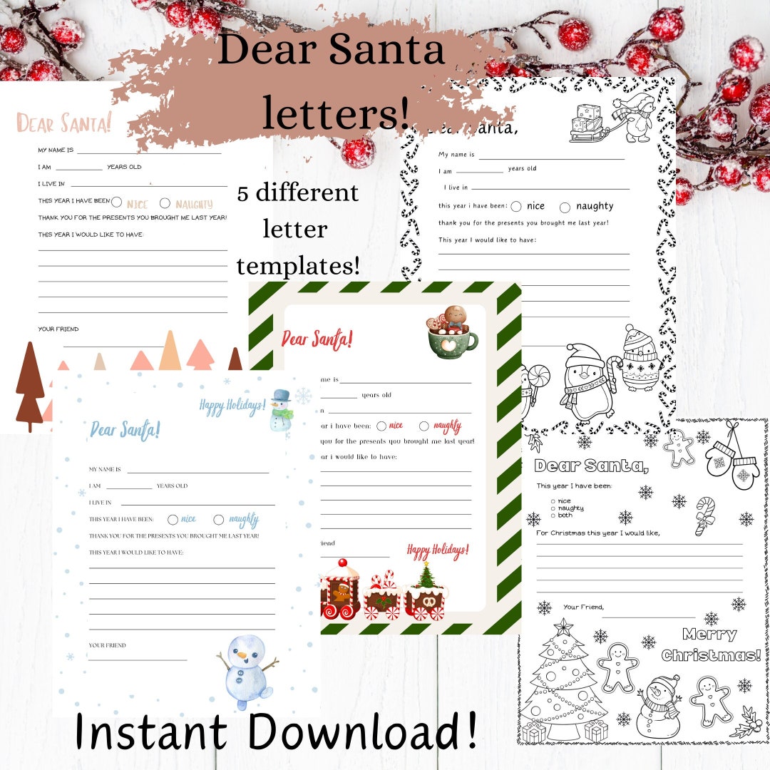Official Letters to Santa Kids Christmas Wish List Dear Santa Wish List ...