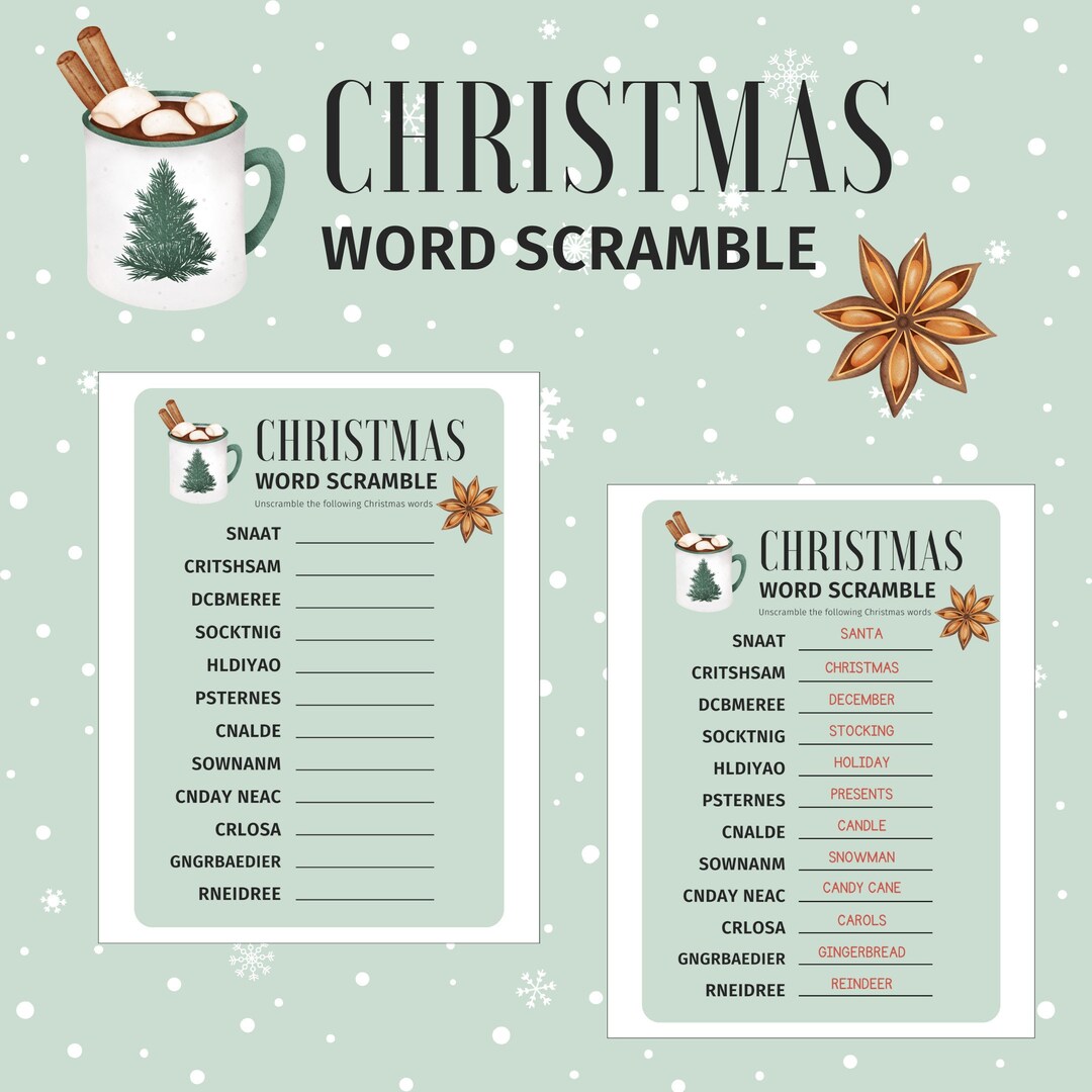 Christmas Word Scramble, Christmas Party Games, Holiday Party Games ...