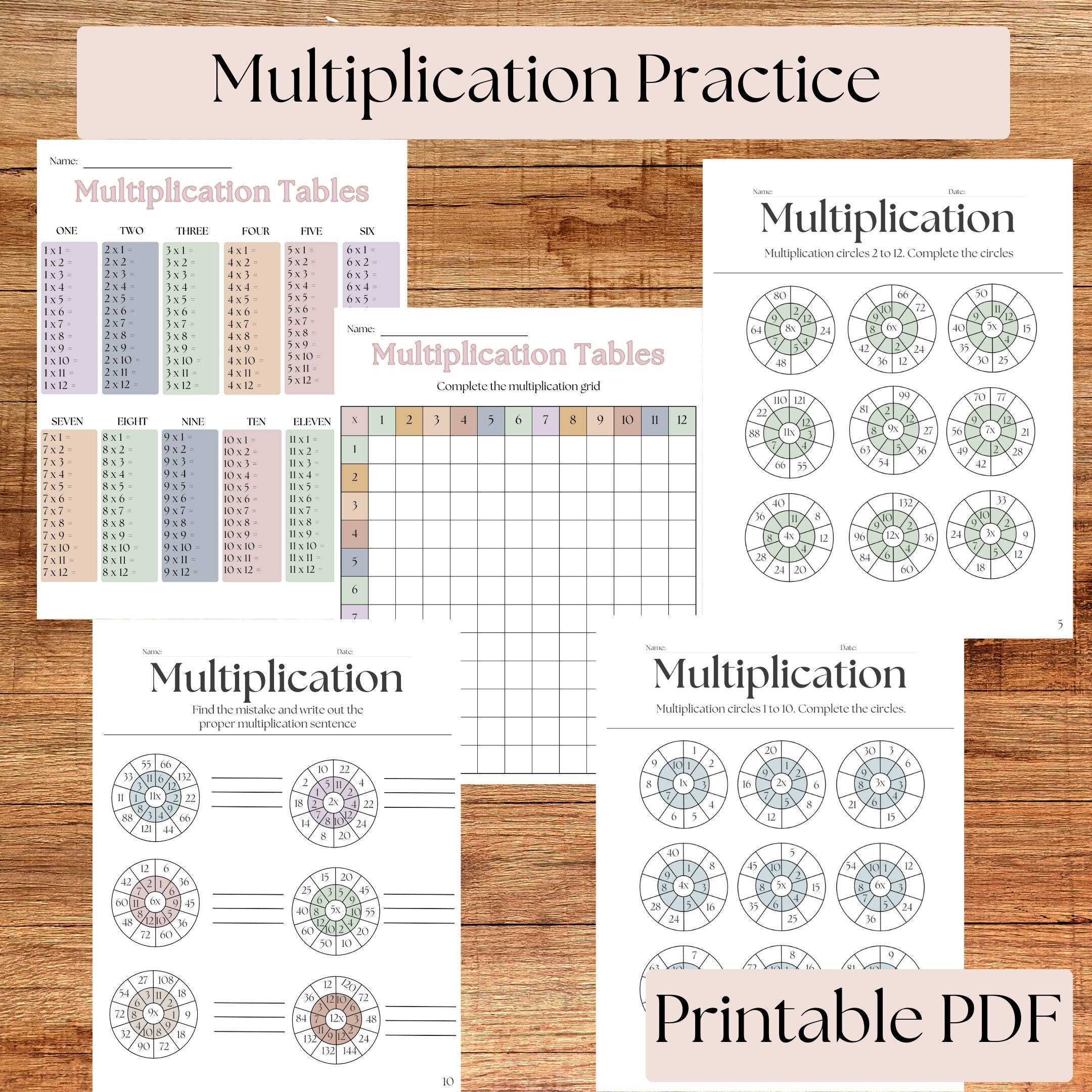 Printable Times Tables Study Guides for Multiplication Practice and ...