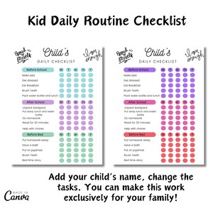 Children's Editable School Routine Planner, Chore Checklist, Homeschool ...