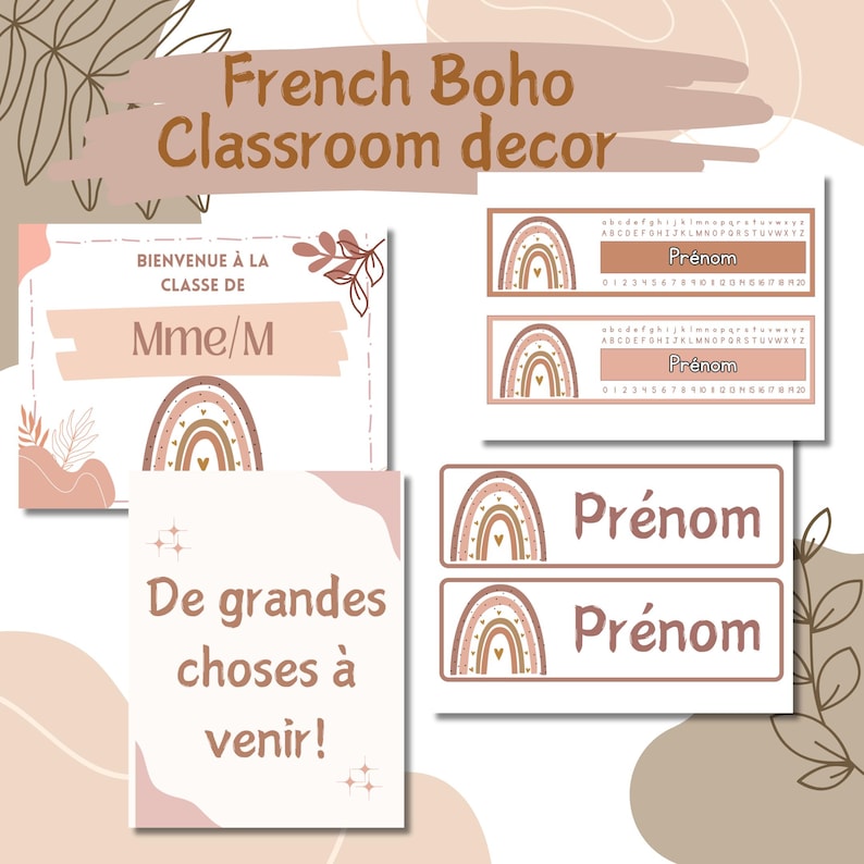 French Boho Theme Classroom Decor & Organization Bundle | Editable ...