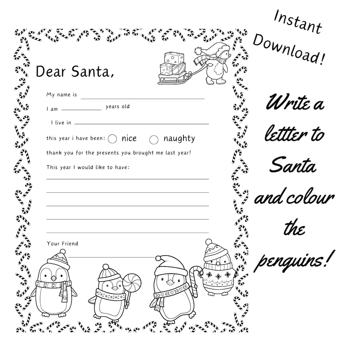Letter to Santa Coloring Page, Santa Letter, Letter to Santa, Kids ...