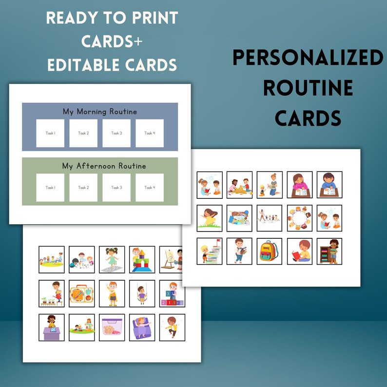 Routine Chart | Editable Morning Afternoon | Visual Schedule | Kids ...