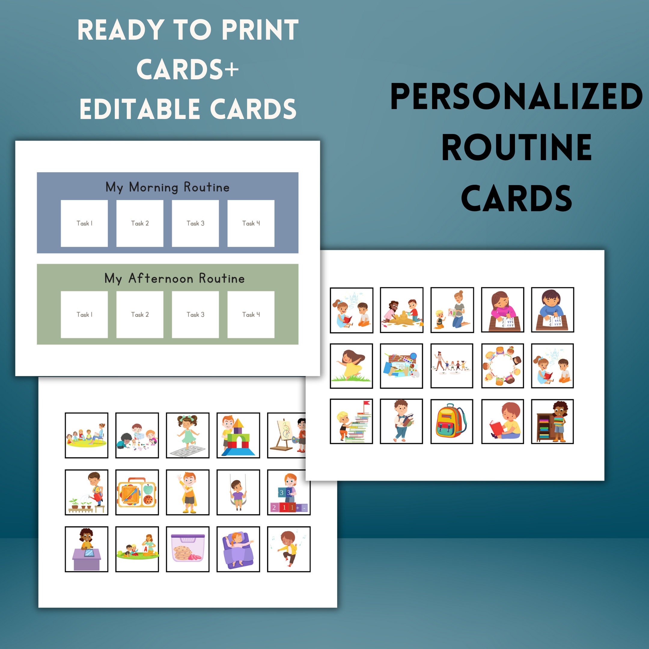 Routine Chart | Editable Morning Afternoon | Visual Schedule | Kids ...