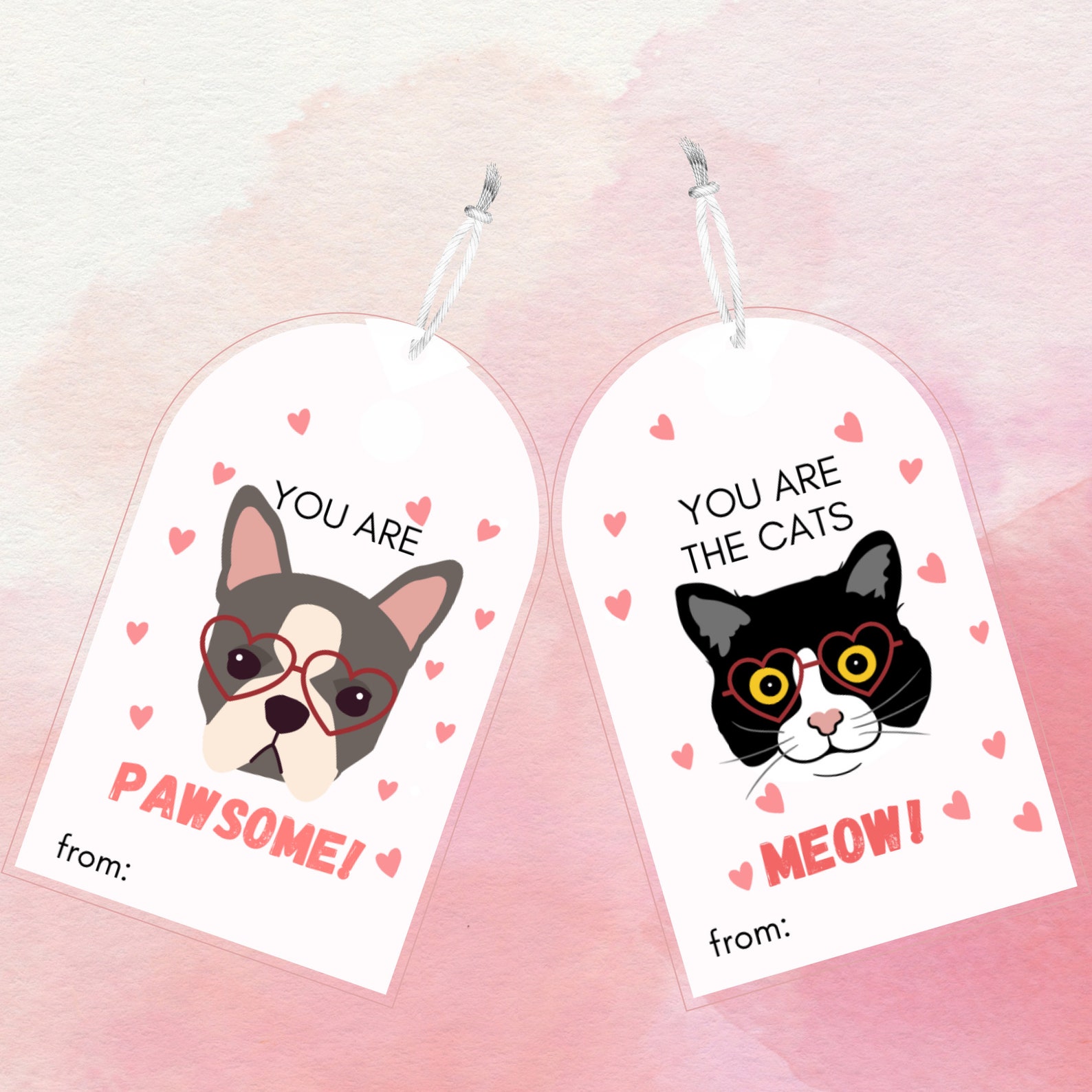 Printable Dog and Cat Valentine's Day Cards, Classroom Valentine's Day ...