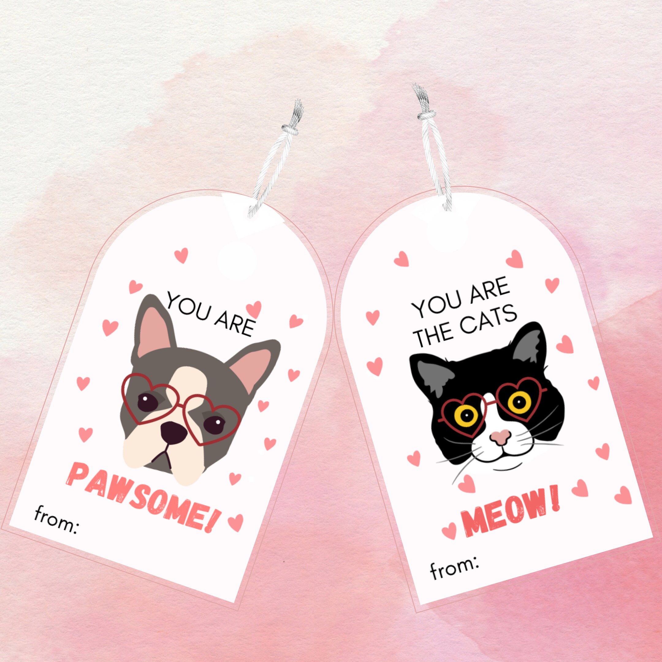 Printable Dog and Cat Valentine's Day Cards, Classroom Valentine's Day ...
