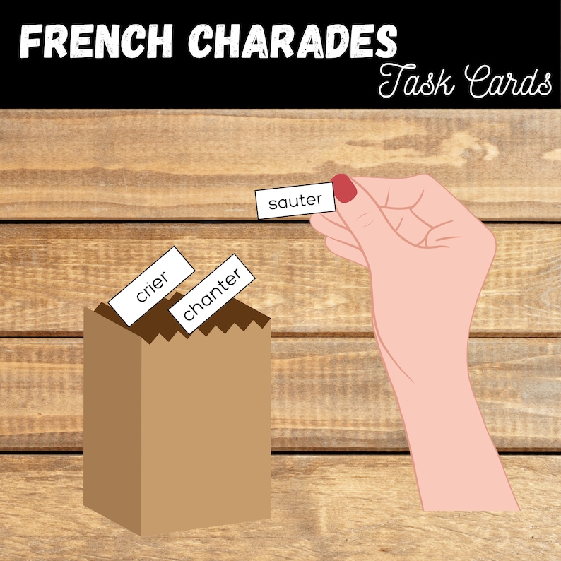 French Verbs Charade Cards | Family Game Night| French Class ...