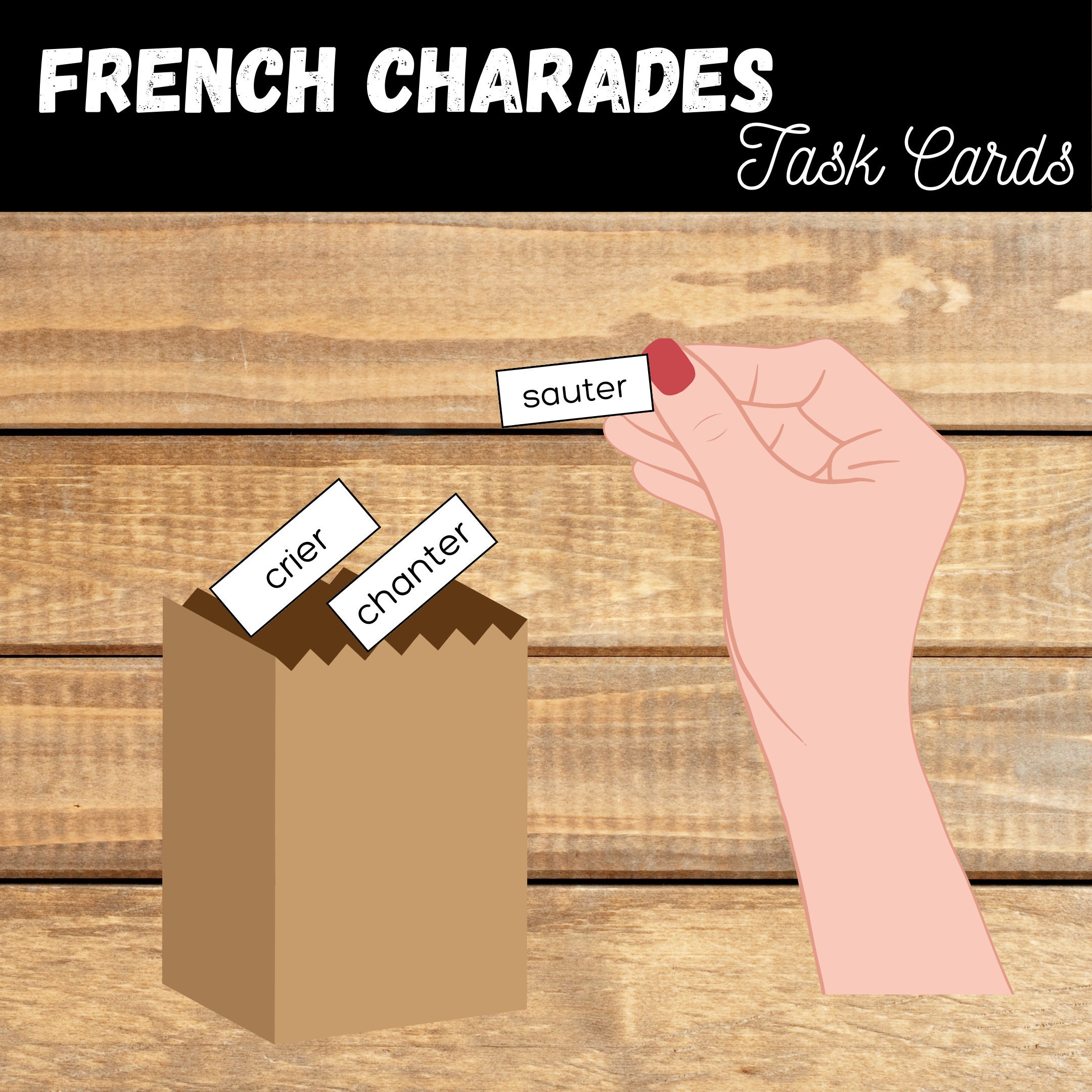 French Verbs Charade Cards | Family Game Night| French Class ...