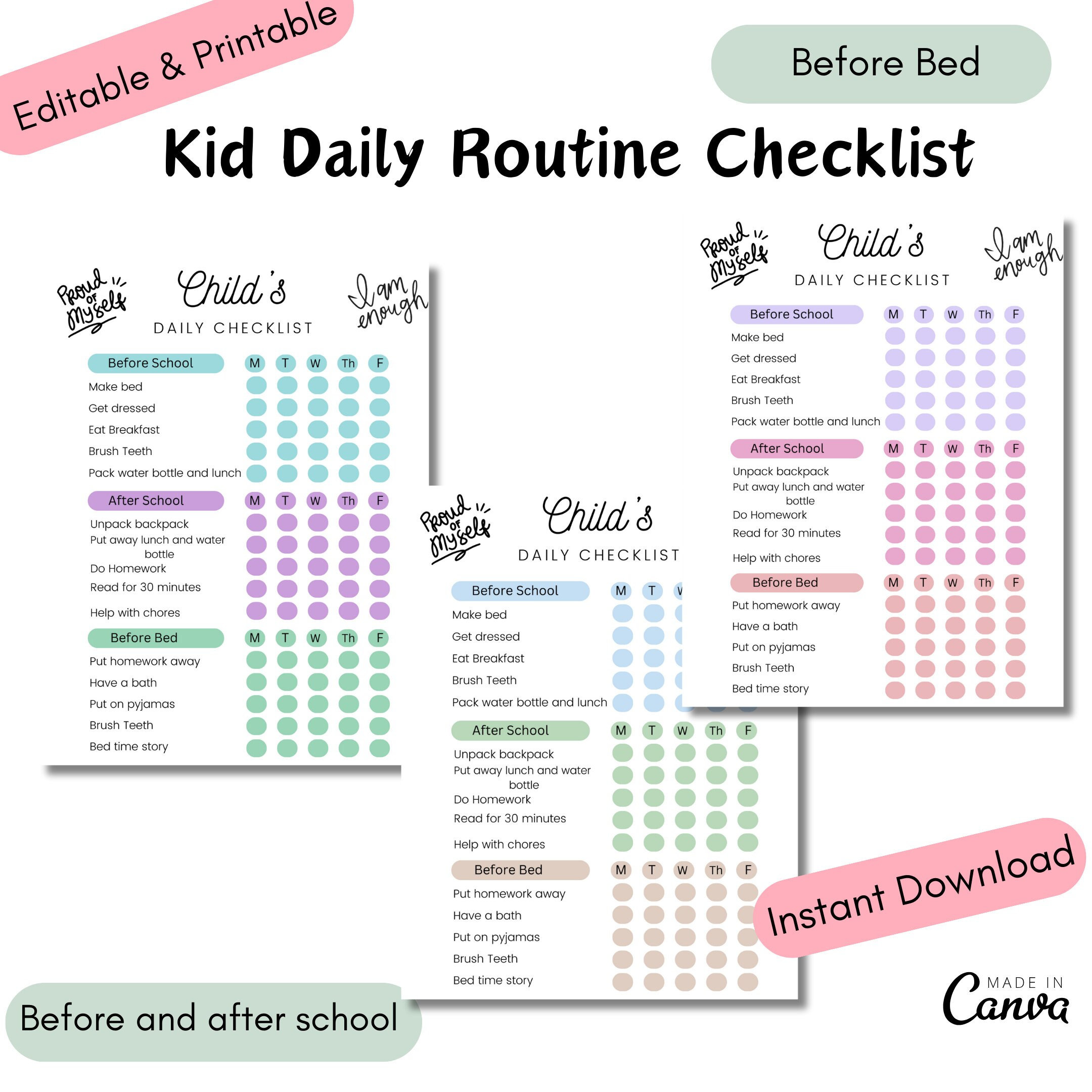 Children's Editable School Routine Planner, Chore Checklist, Homeschool ...
