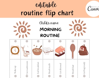 Routine Flip Chart Editable Morning Evening School Chore Visual ...