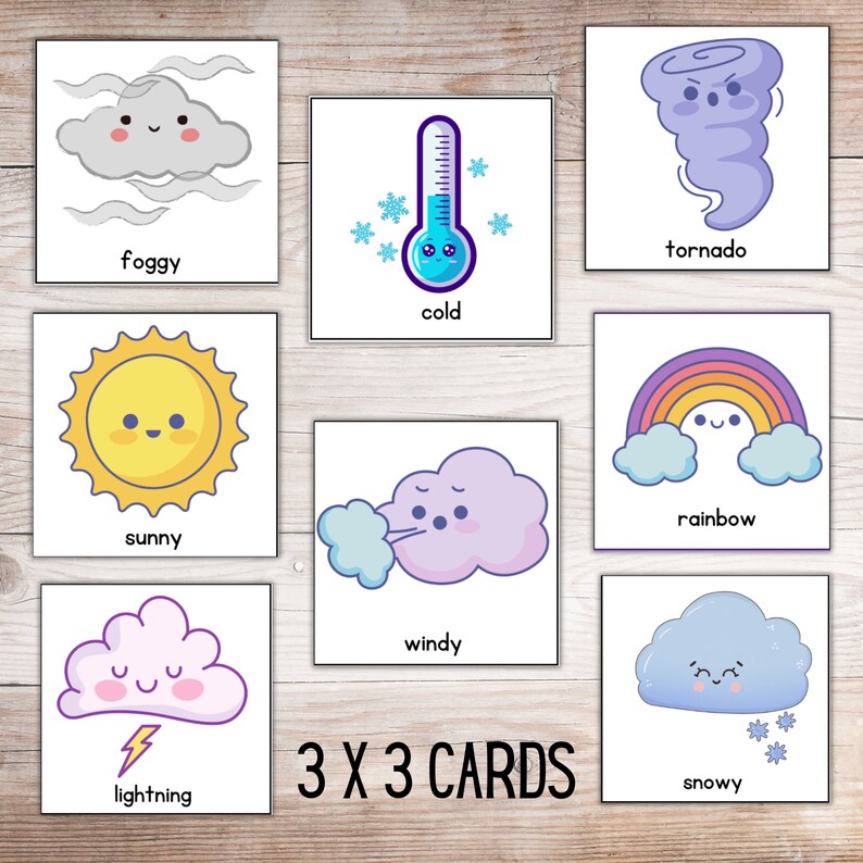 16 Weather Flashcards | Educational Cards | Weather Printable | Kid ...