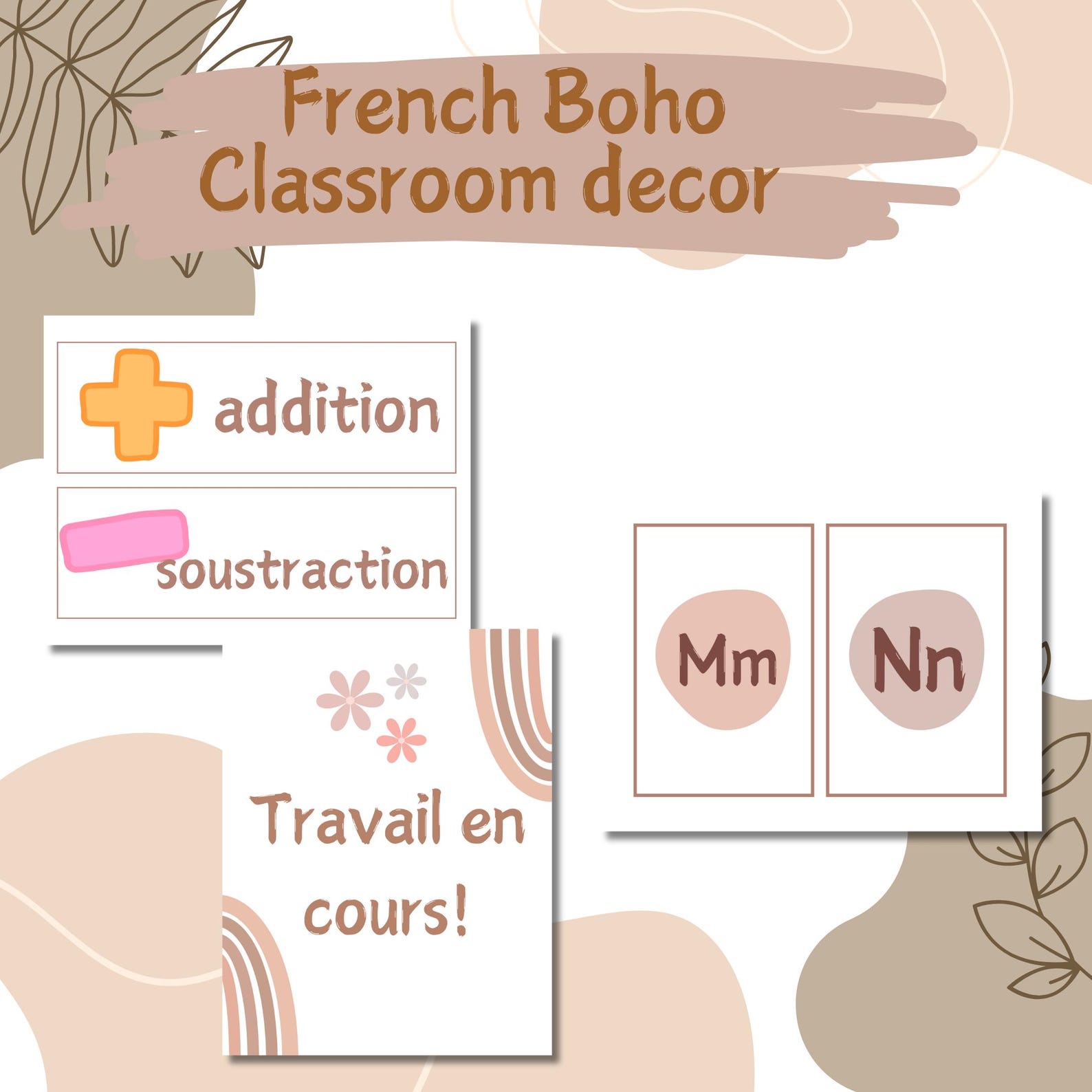 French Boho Theme Classroom Decor & Organization Bundle Editable Visual ...