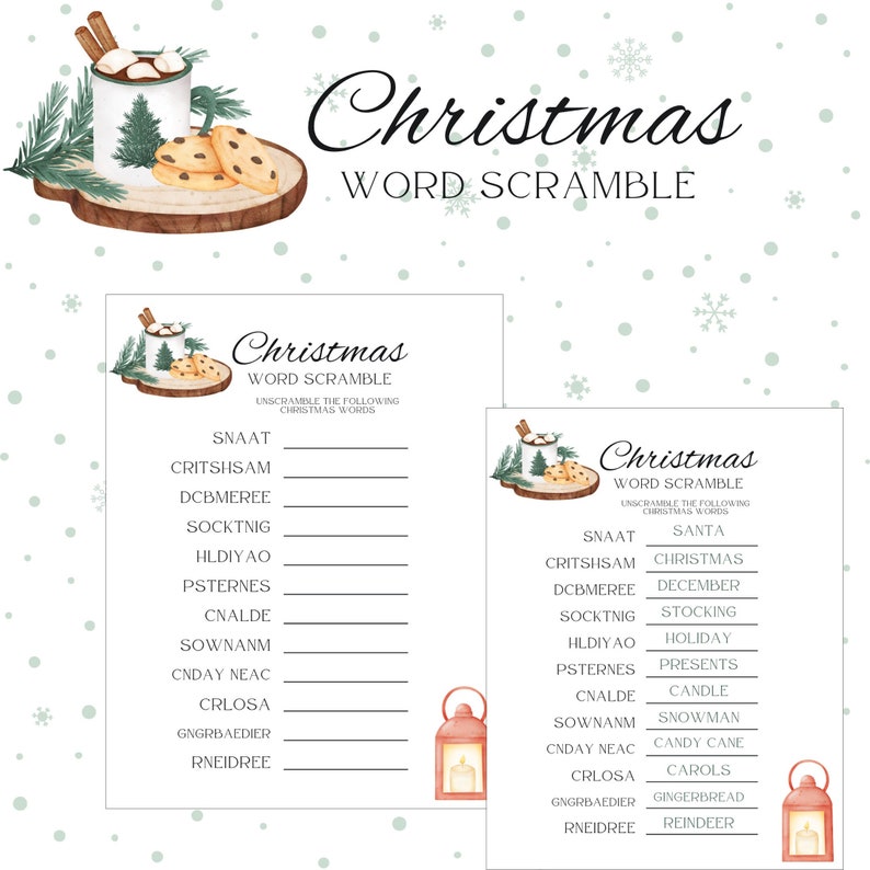 Christmas Word Scramble, Christmas Party Games, Holiday Party Games ...