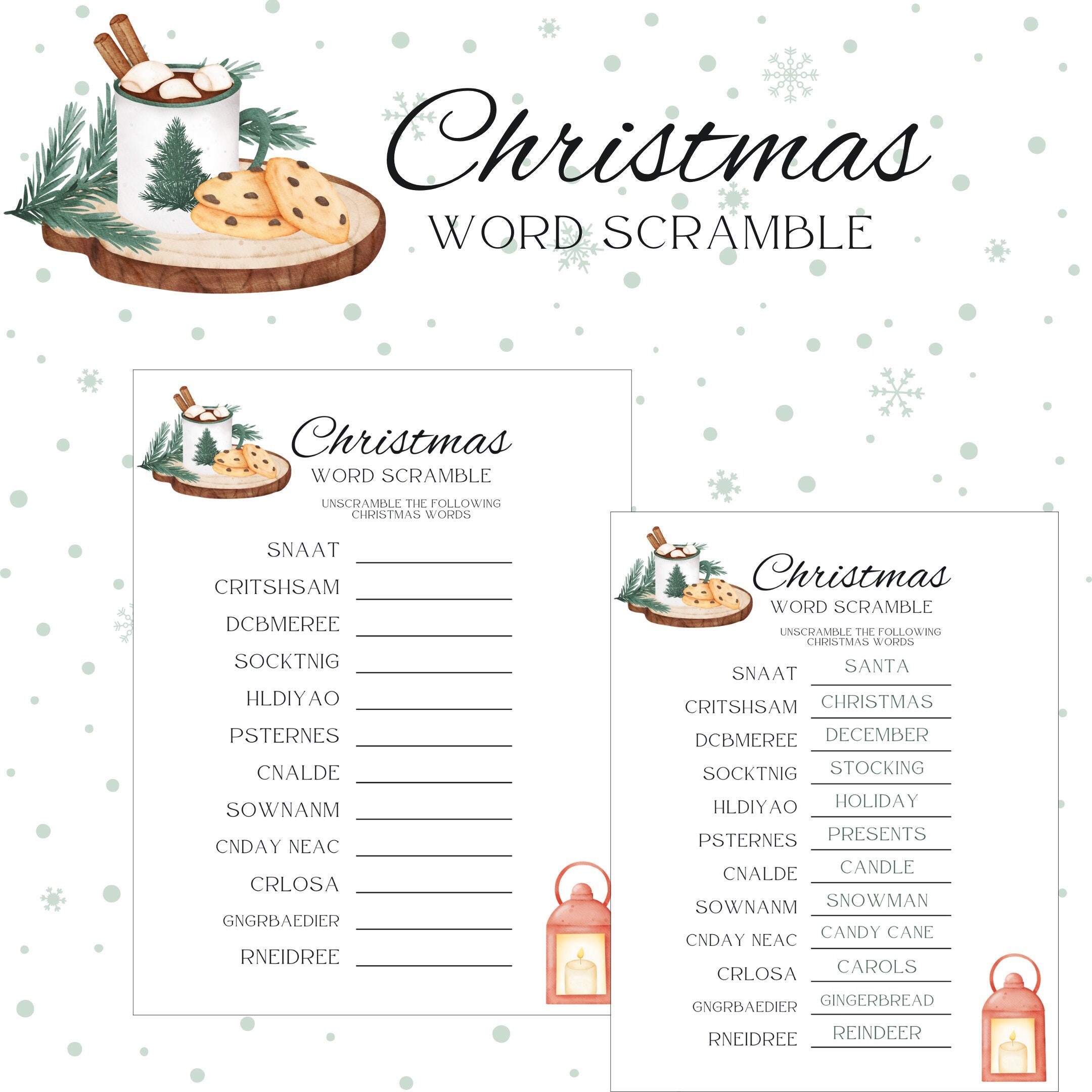 Christmas Word Scramble, Christmas Party Games, Holiday Party Games ...