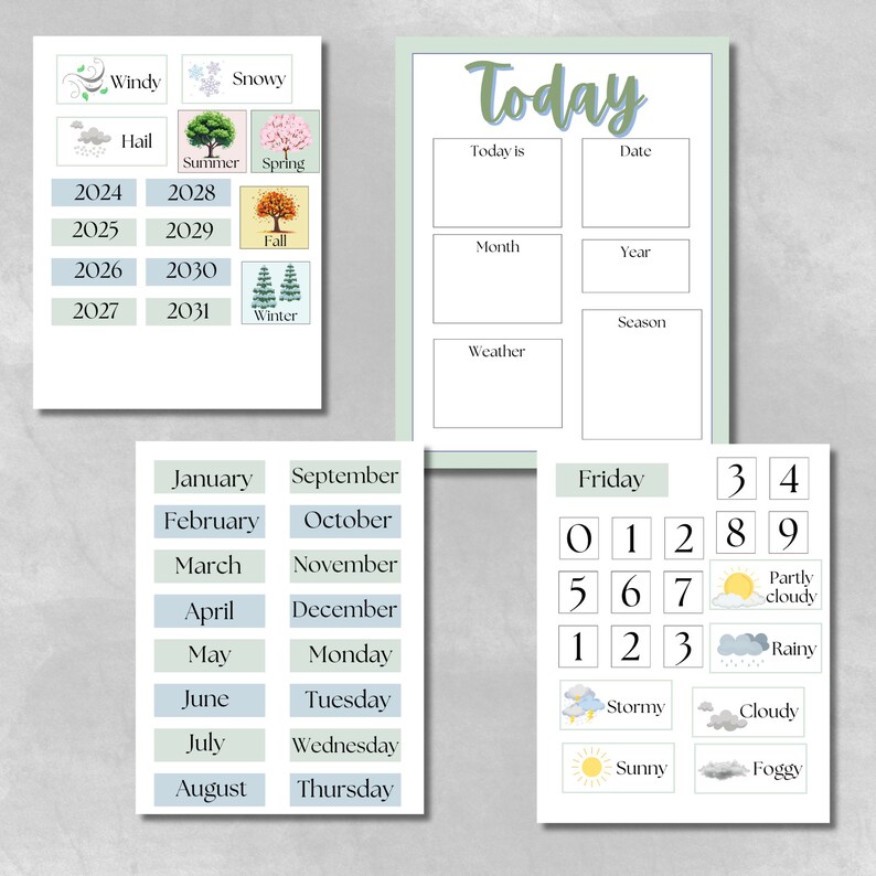 Preschool Weather and Days of the Week Editable Morning Calendar - Etsy
